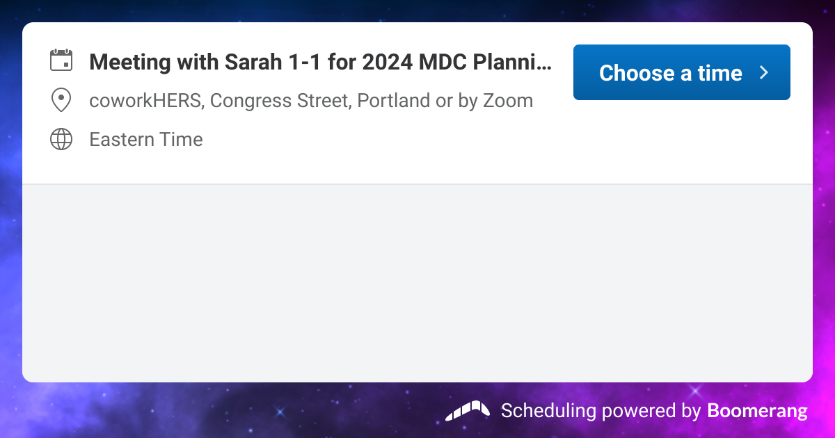 Meet with Sarah Woodard | Boomerang